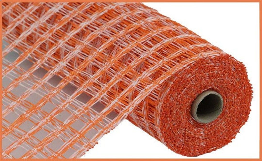 Orange/white Two Tone Poly Burlap Check Mesh 10 Inch, Orange/white Poly ...