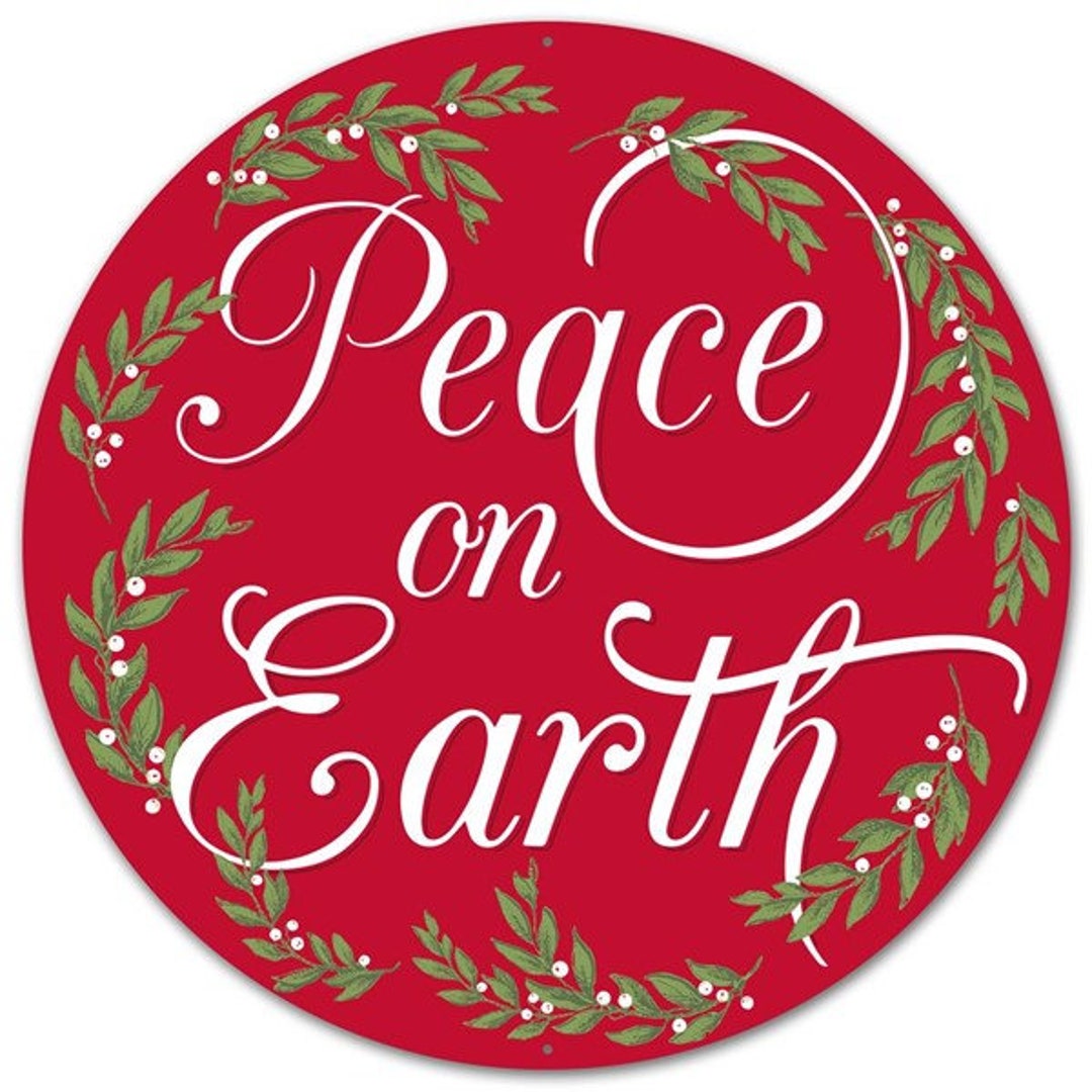 12 Inch Sign Metal Peace on Earth, Metal Christmas Sign for Wreath ...