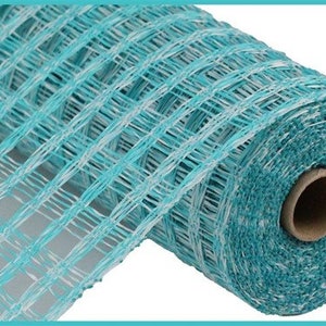 Turquoise/white Two-tone Poly Burlap Check Mesh 10 Inch, Turquoise Mesh ...