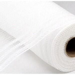 White/white Film Border Stripe Metallic Deco Mesh 10 Inch, White Deco ...