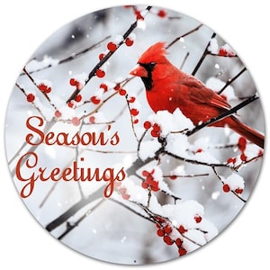 12 Inch Sign Metal Red Cardinal Season's Greetings, Red Cardinal ...