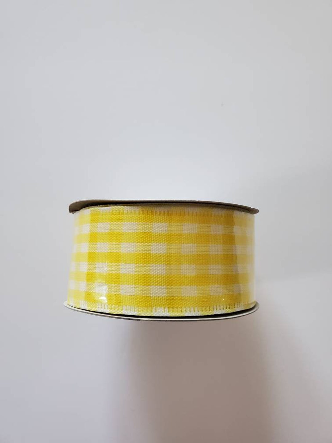 Wired Yellow/white Gingham Check Wired Edge Ribbon 1.5" X 10 Yards ...