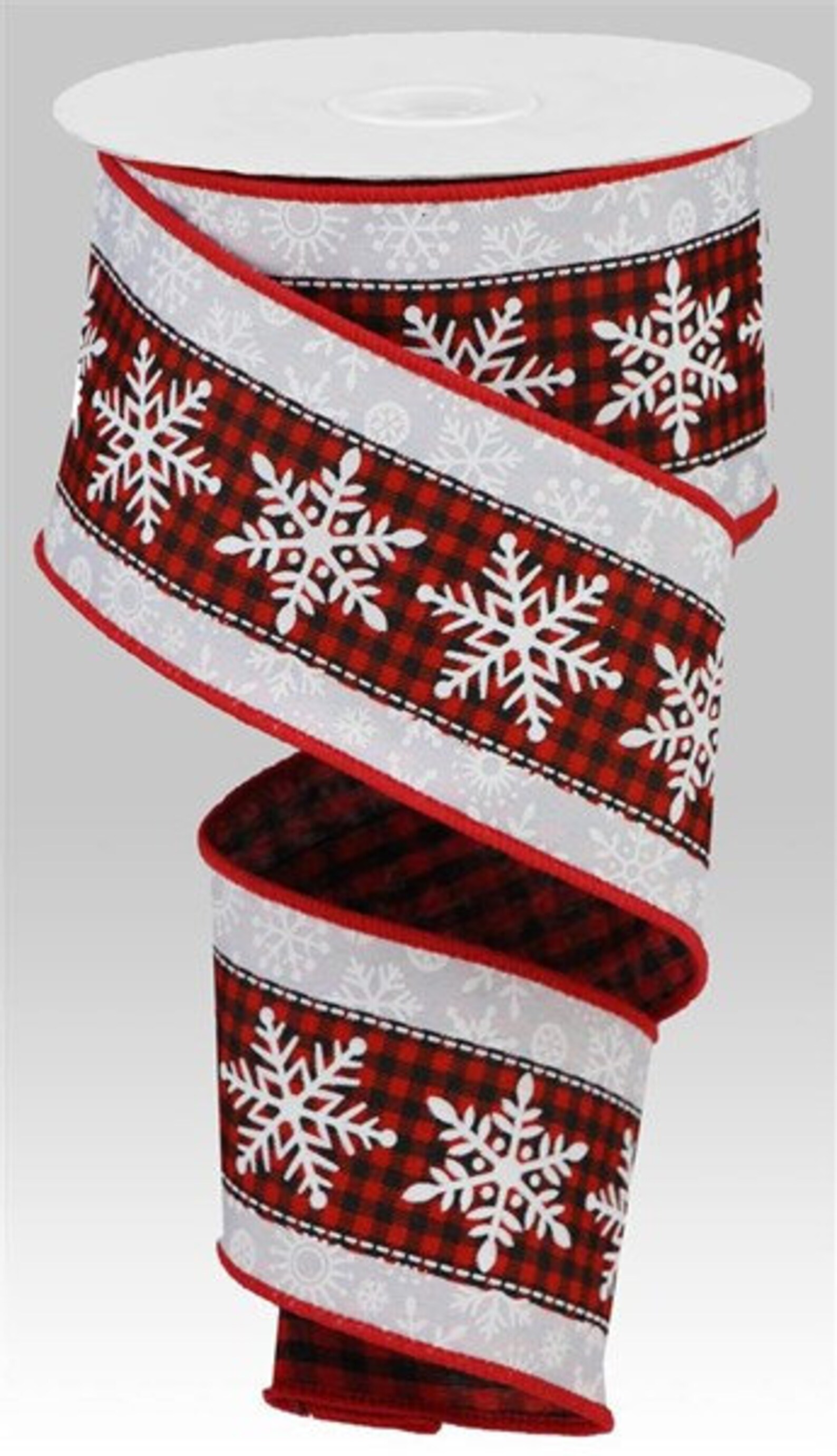 Snowflakes Red/black Check Double Sided Wired Ribbon - Etsy