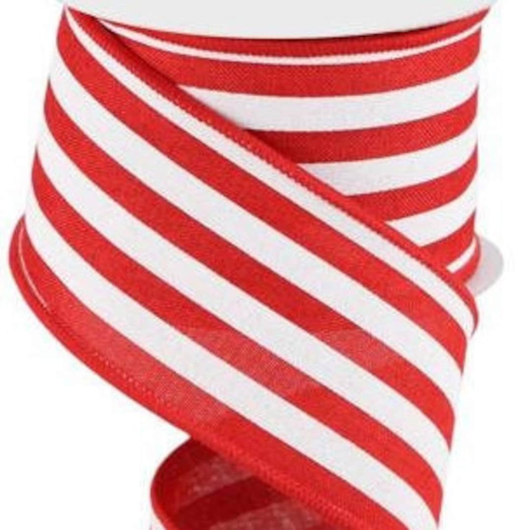 Vertical Stripe Red/white Royal Burlap Wired Ribbon 2.5" X 10 Yards ...
