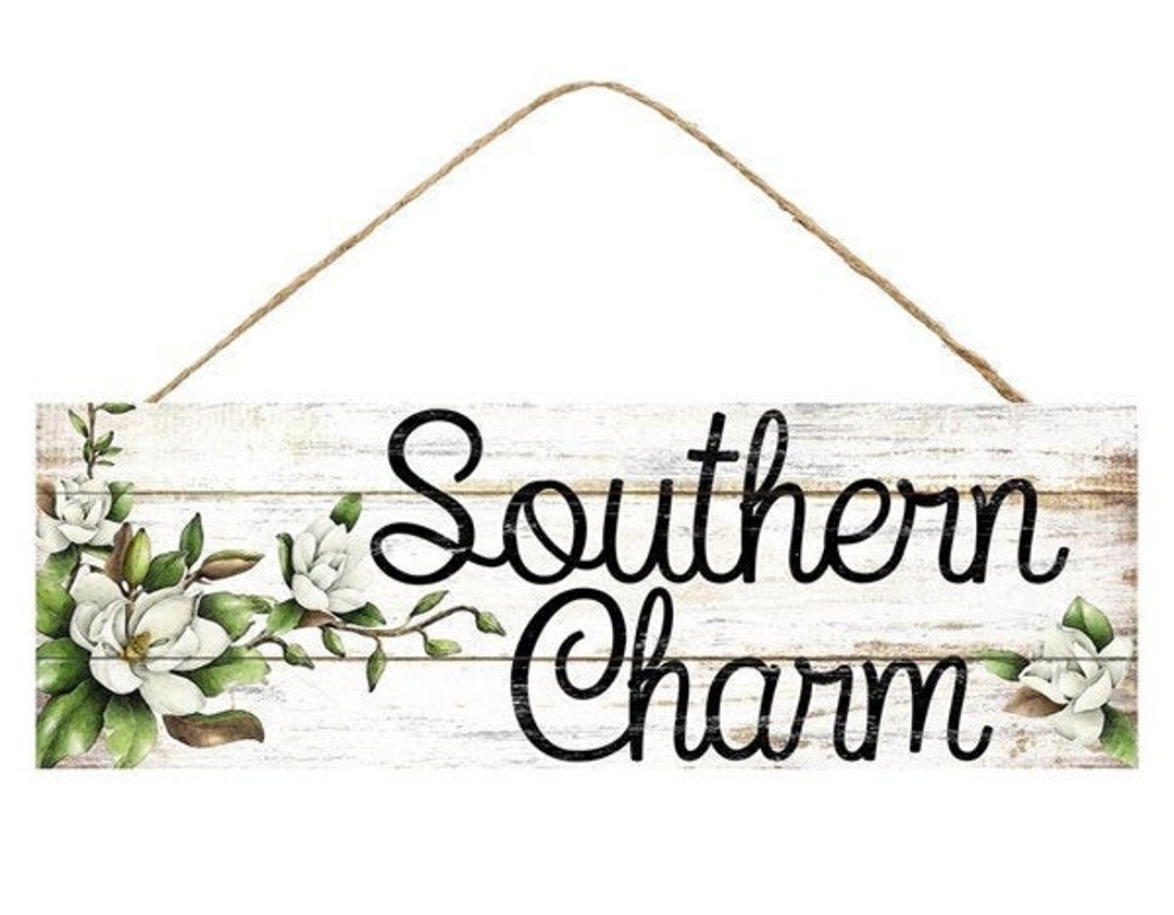 Southern Charm Magnolia Sign for Wreath, Farmhouse Wreath Sign, Wreath ...