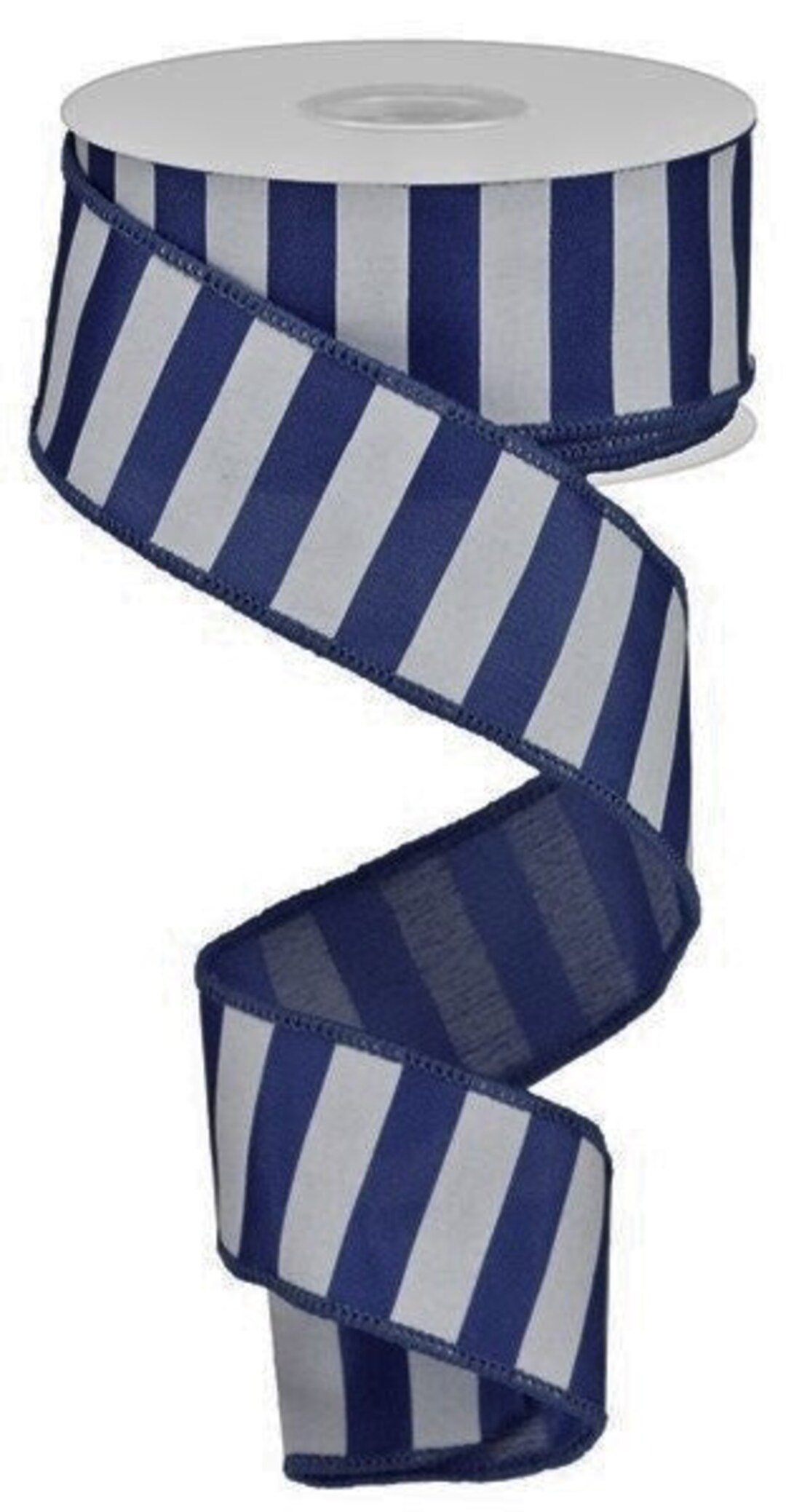 Medium Horizontal Stripe Royal Blue/white Wired Ribbon, Stripe Wired ...