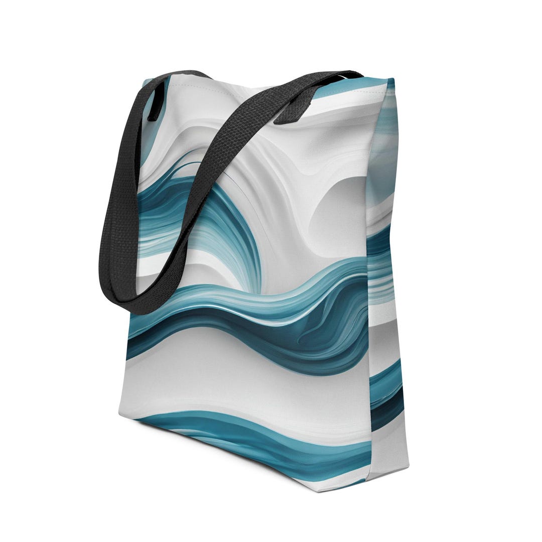 Ocean Waves Tote Bag, Large Black Denim Beach Bag - Etsy