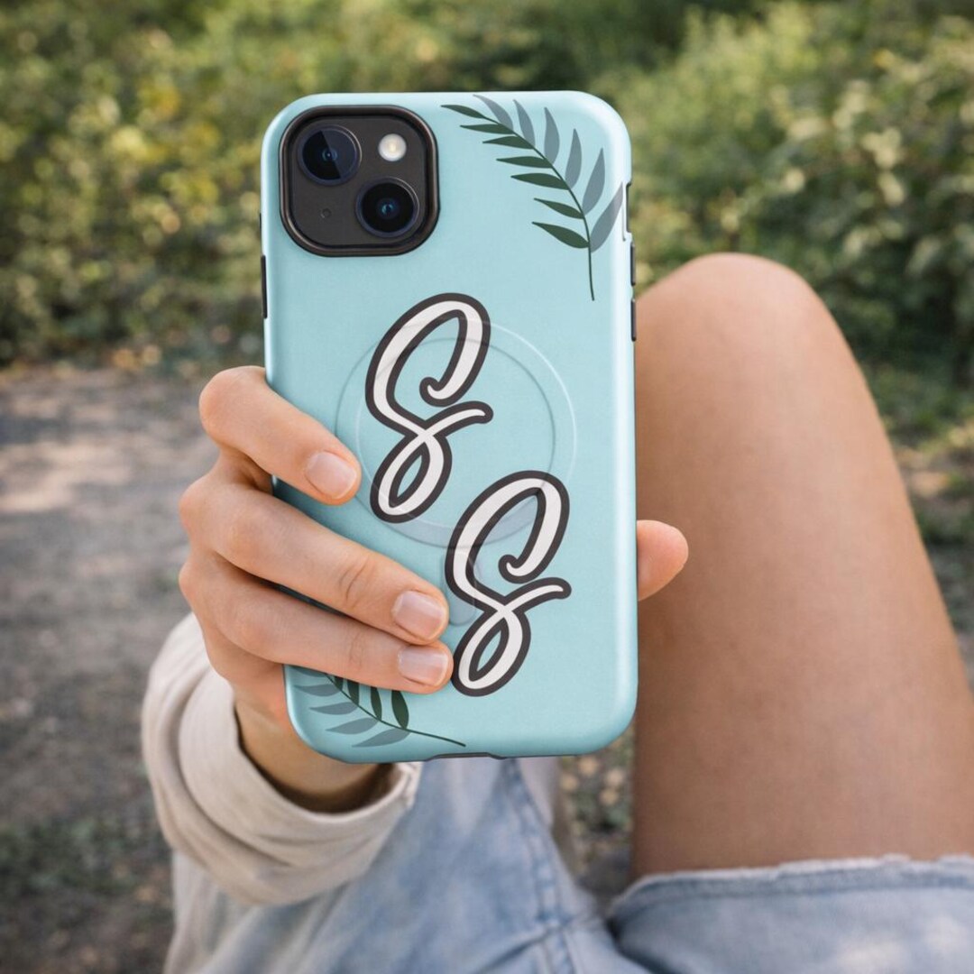 Magsafe® Tough Case for Iphone® Personalized With Your Initials Cyan ...