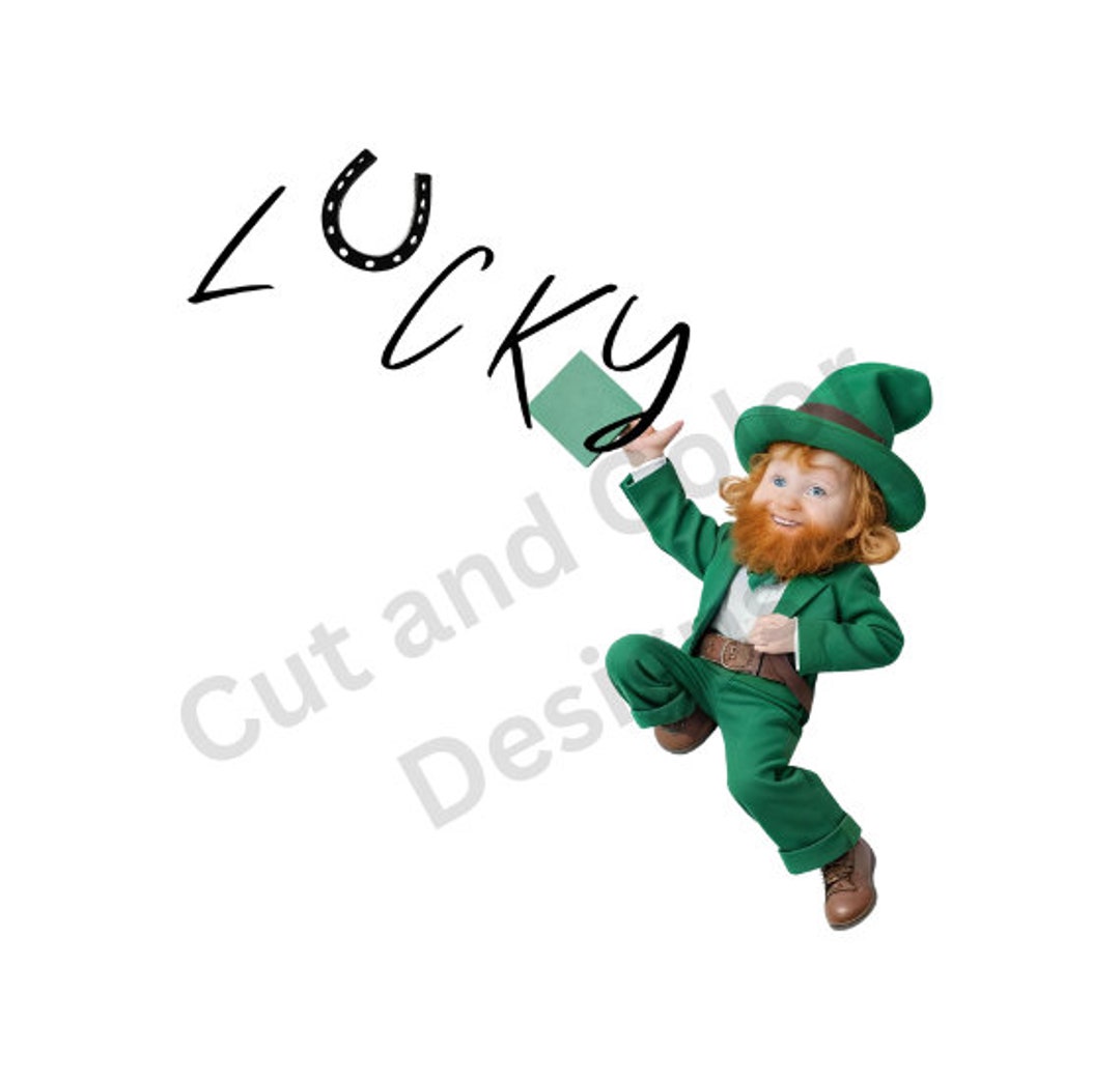 Clip Art LUCKY Leprechan Swinging on Lucky 300dpi Png. Digital Download ...