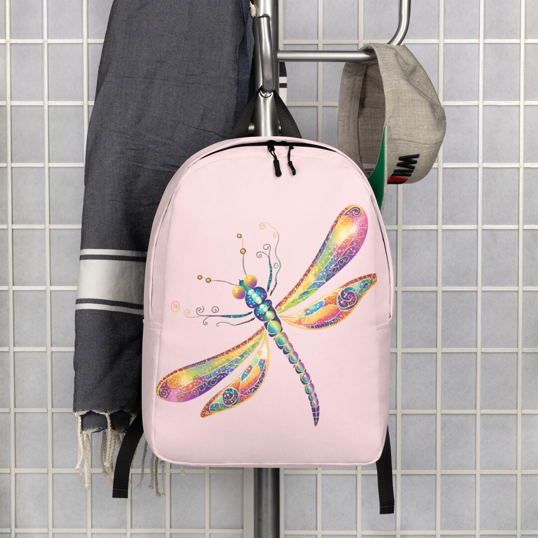 Dragonfly Backpack – Soft Pink With One-side Graphic, Water-resistant ...