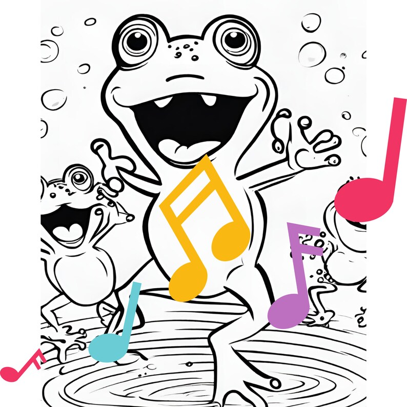 Coloring Book Melody Marsh Musical Frogs Digital Download 8.5 X 11 ...
