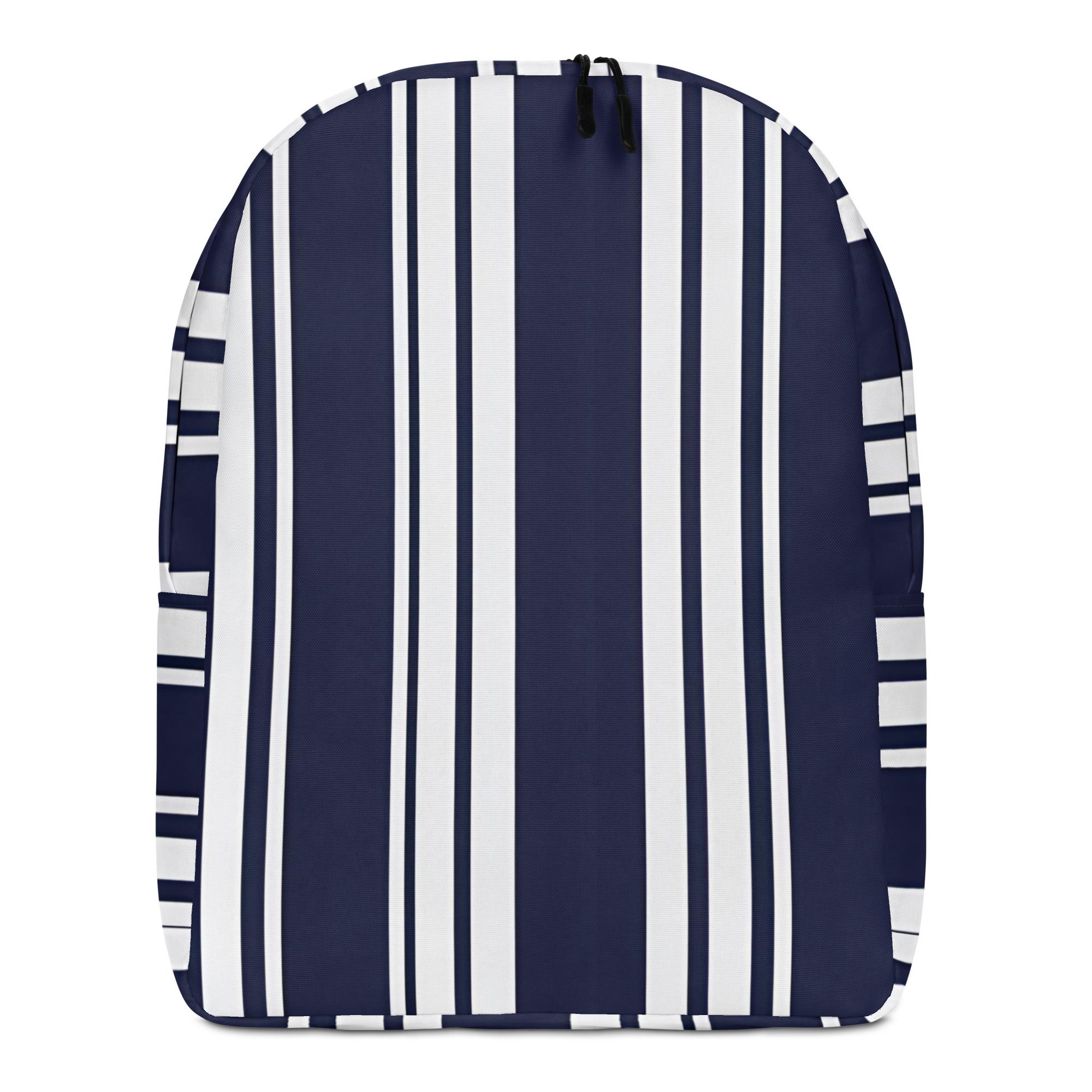 Coastal Backpack Navy and White Stripes, Nautical Minimalist Bag ...