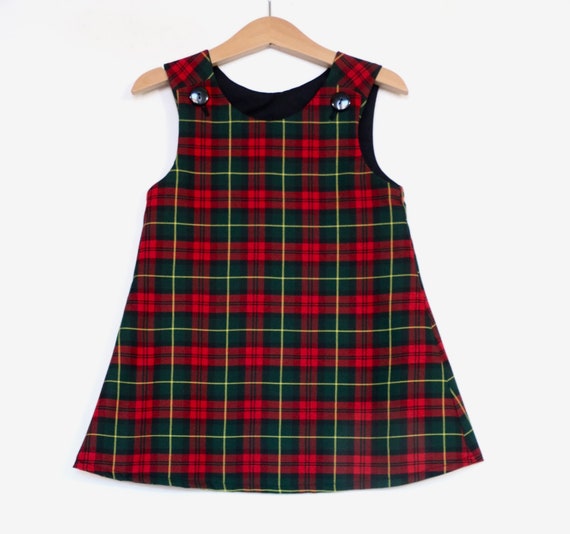 Girls Red Tartan Pinafore Dress a Simple Traditional a Line - Etsy