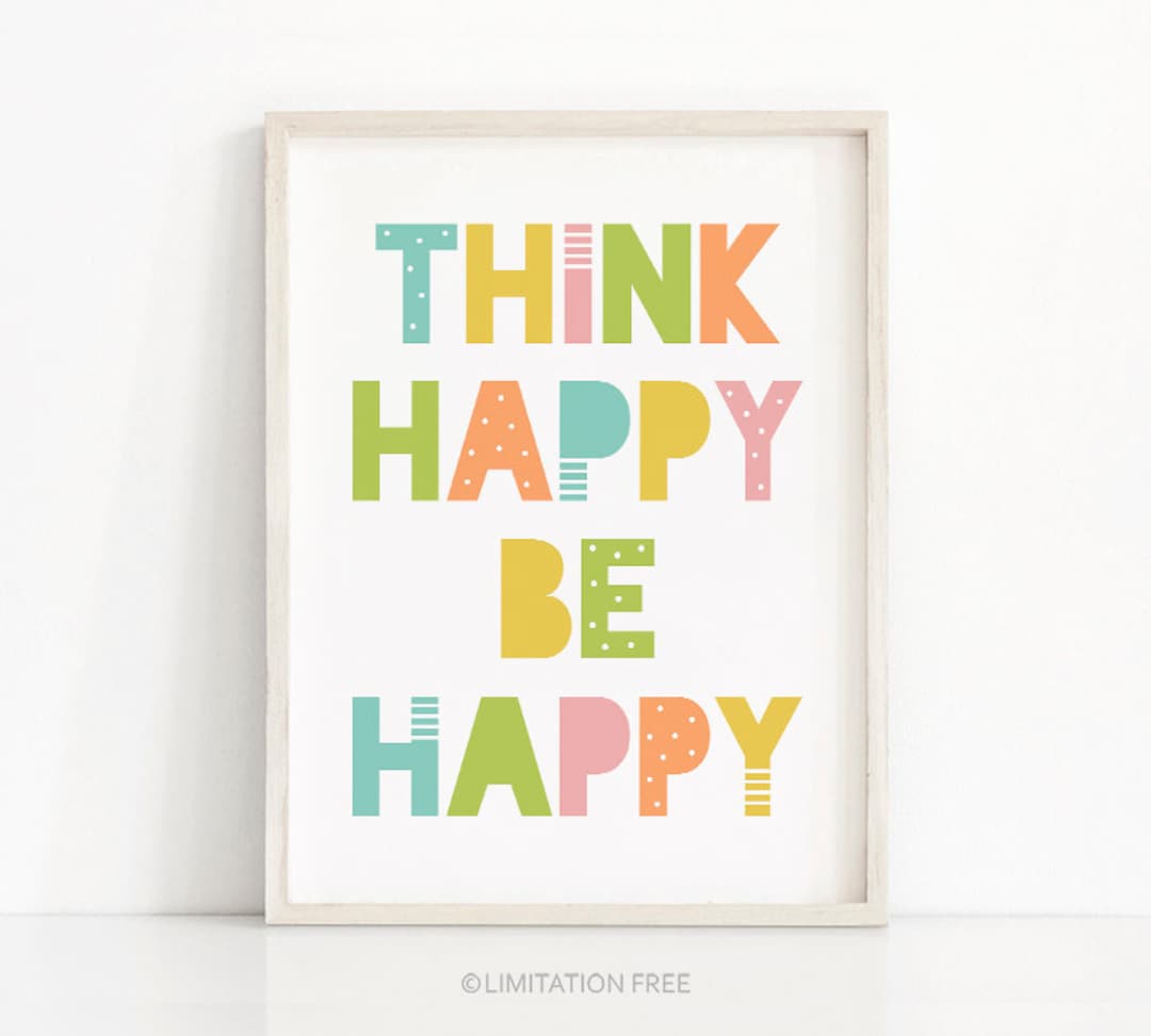 Nursery Wall Art Be Happy, Kids Art Print, Printable Nursery Quote ...