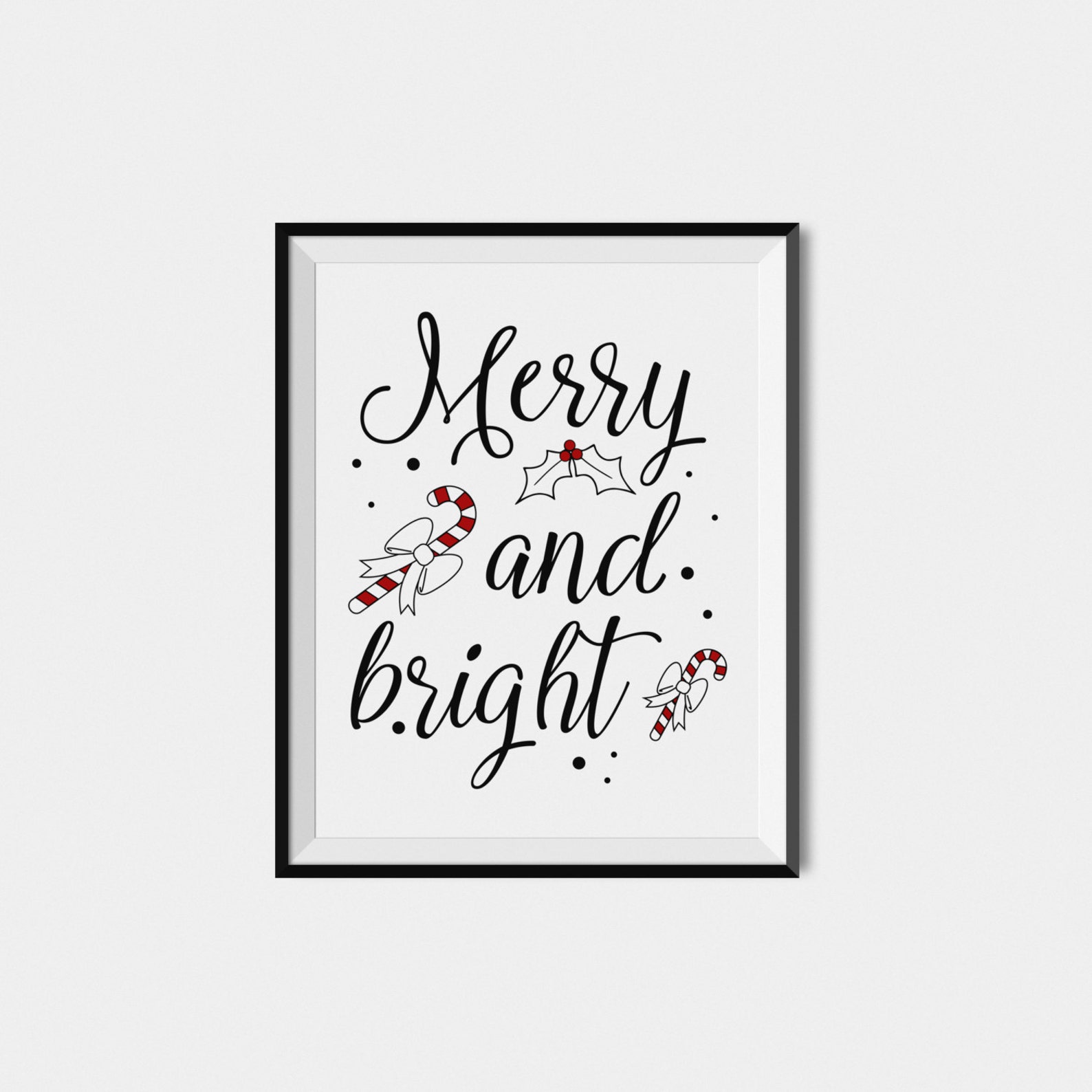 Christmas Print Merry and Bright Printable Christmas Decor - Etsy