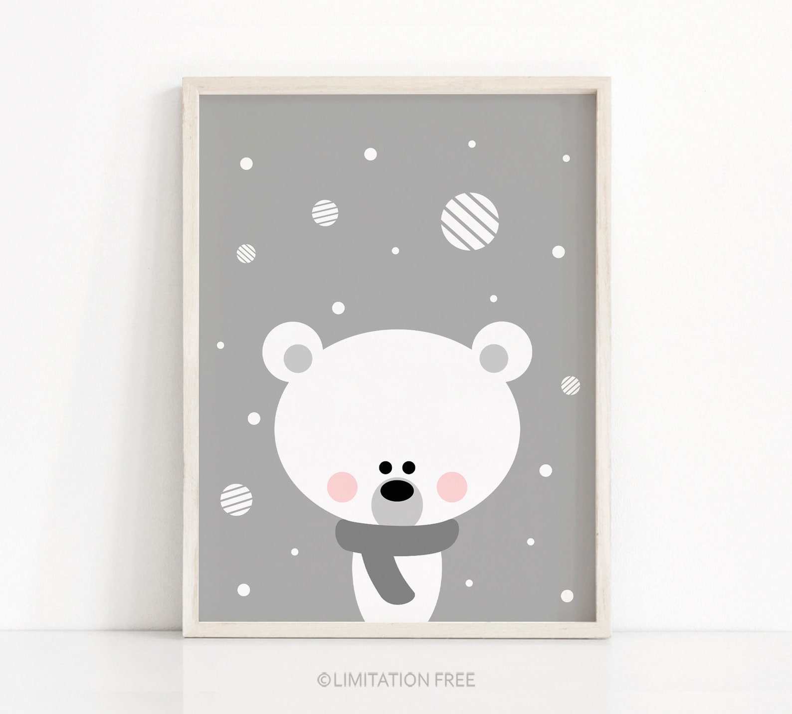 Polar Bear Christmas Print, Printable Christmas Decor, Instant Download ...