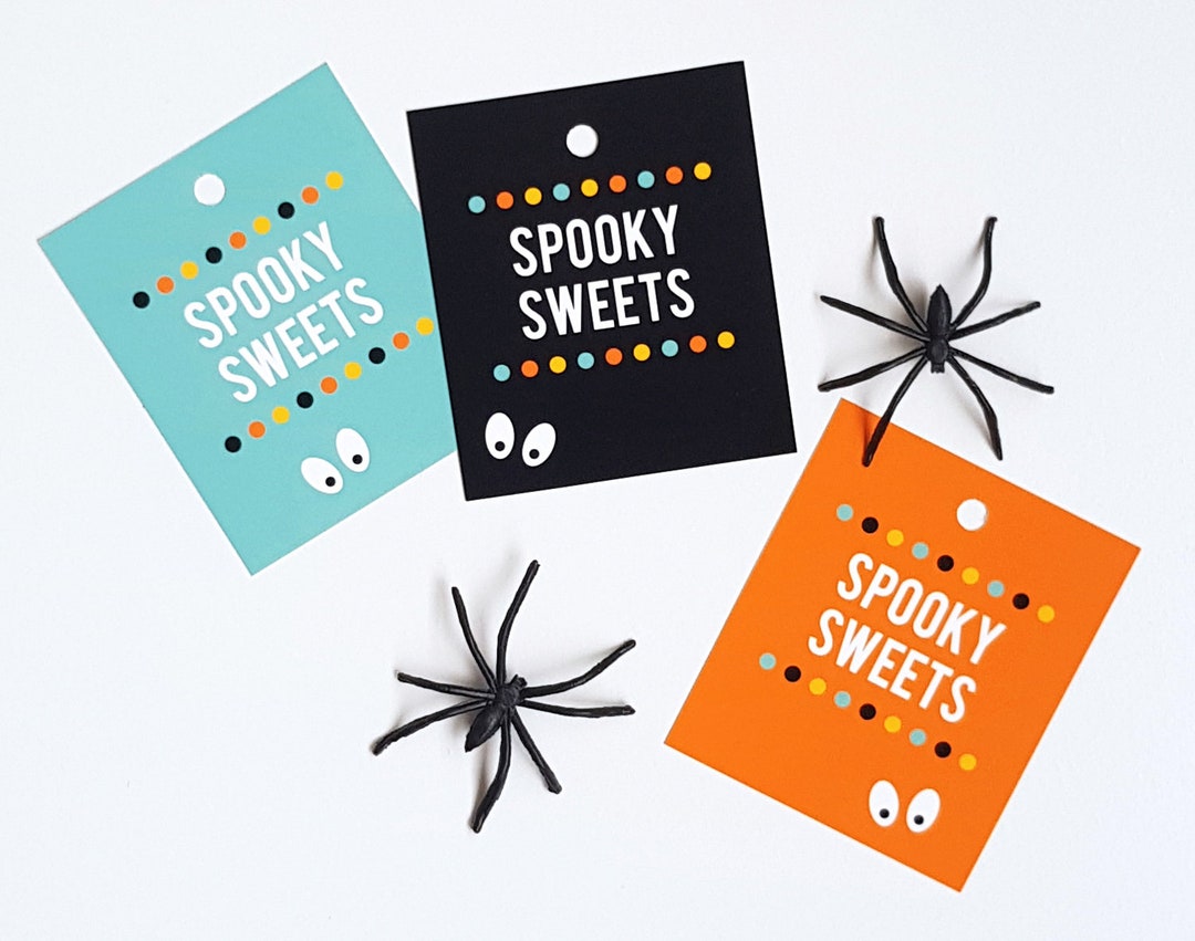 Printable Halloween Tags, Spooky Sweets, Halloween Gift Tags, Instant ...