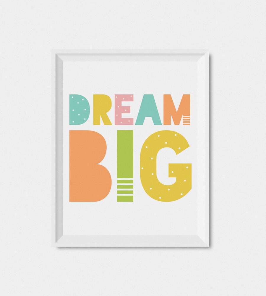 Dream Big Kids Wall Art Printable Kids Art Print Playroom - Etsy