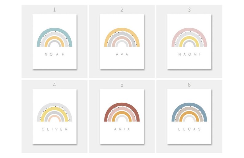 Printable Rainbow Wall Art, Name Nursery Print, Instant Download Art ...