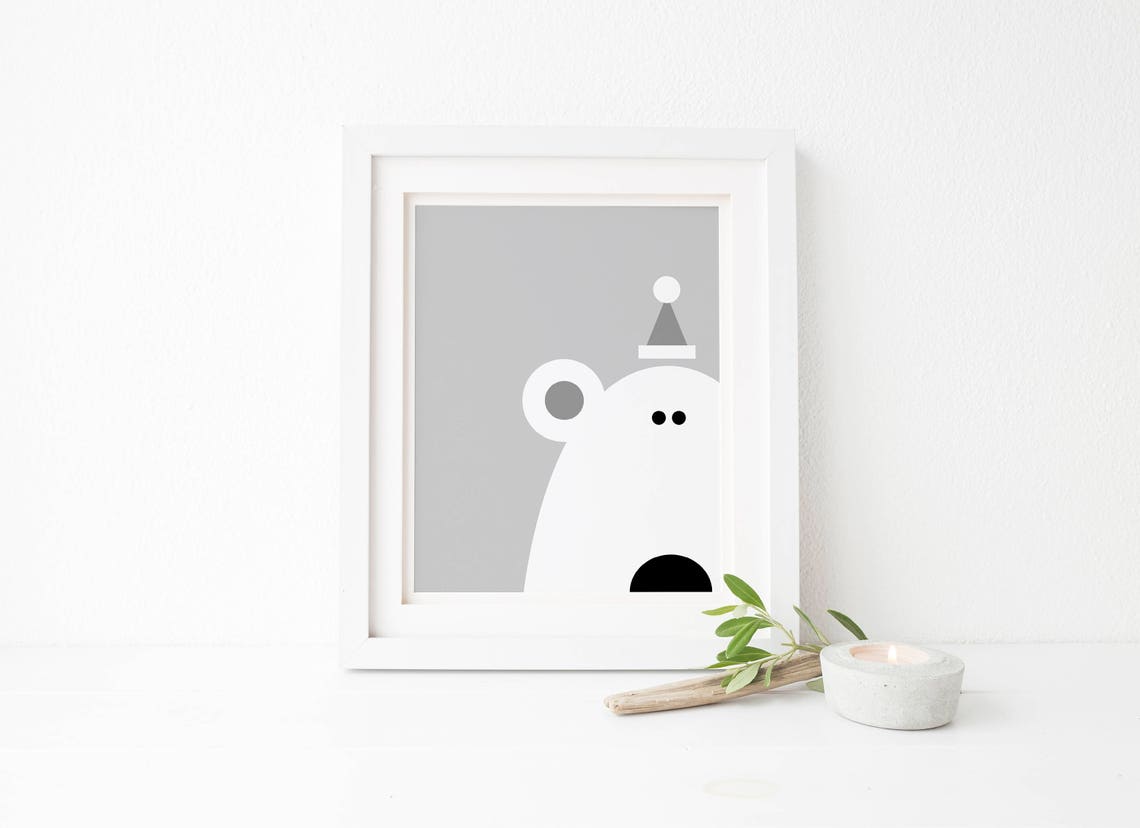 Polar Bear Christmas Print, Printable Christmas Decor, Instant Download ...