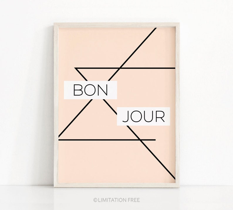 Bonjour Print, Modern Art Print, Instant Download, Printable Wall Art ...