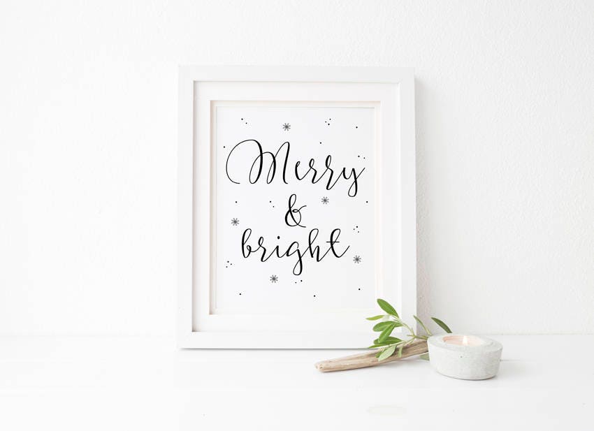 Merry and Bright Christmas Print, Printable Christmas Decor, Instant ...