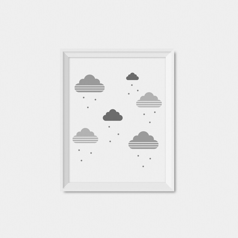 Gender Neutral Baby Nursery Print, Cloud Nursery Printables, Baby Wall ...