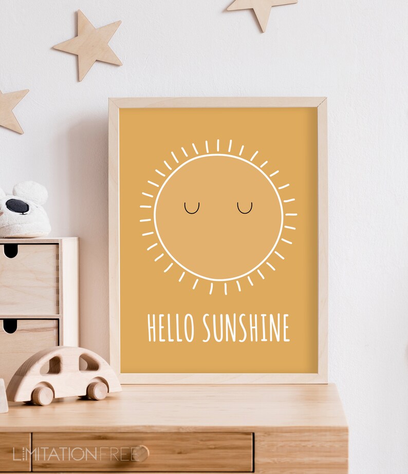 Hello Sunshine Kids Print Sun Nursery Art Kids Art Digital - Etsy