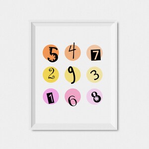 Kids Wall Art Print, Nursery Numbers Art, Kids Room Decor, Numbers ...