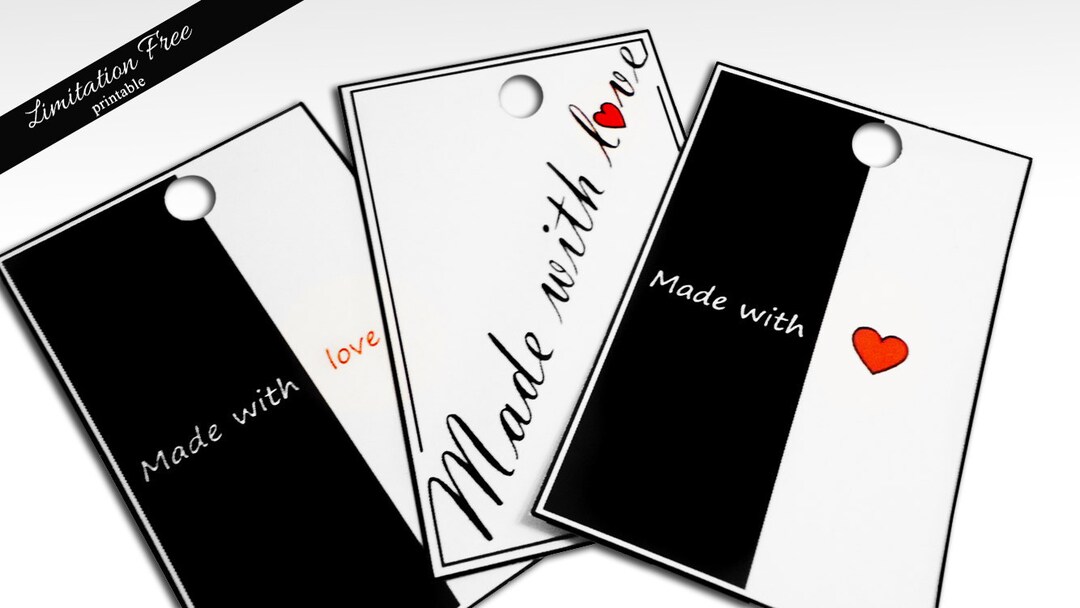 Made With Love Tags, Printable Gift Tags, Instant Download Printable ...