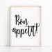 Bon Appetit Printable Wall Art, Kitchen Print, Instant Download Art ...