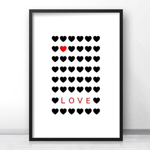 Black and Red Wall Art, Love Print, Printable Wall Art, Printable Home ...