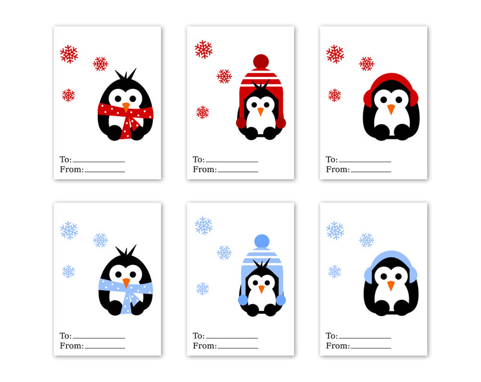 Penguins Printable Christmas Tags Instant Download Christmas - Etsy