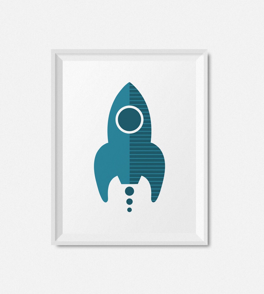 Rocket Ship Nursery Art Boy Nursery Print Baby Nursery Wall | Etsy