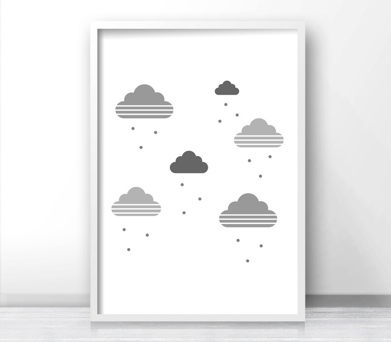 Gender Neutral Baby Nursery Print, Cloud Nursery Printables, Baby Wall ...