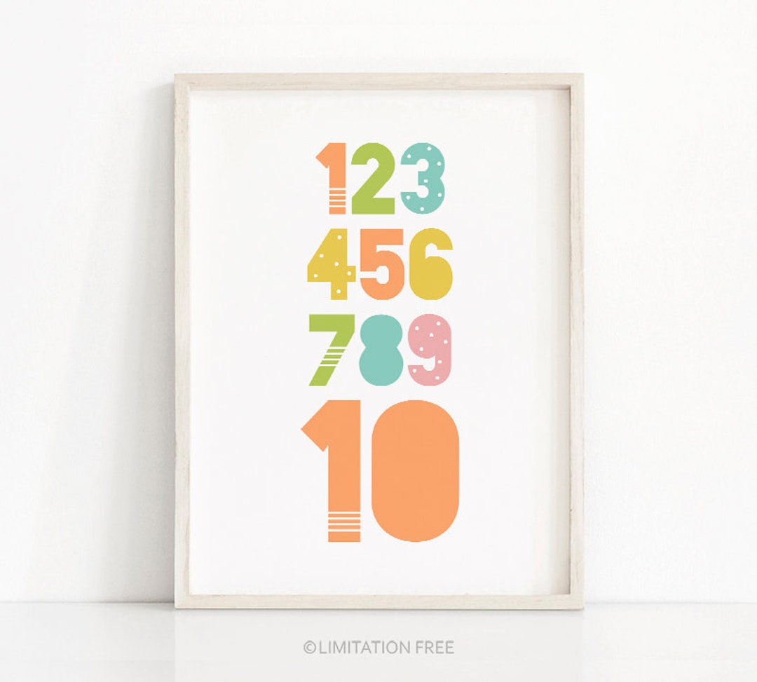 Numbers Kids Print, Playroom Decor, Kids Wall Art, Pastel Nursery Print ...