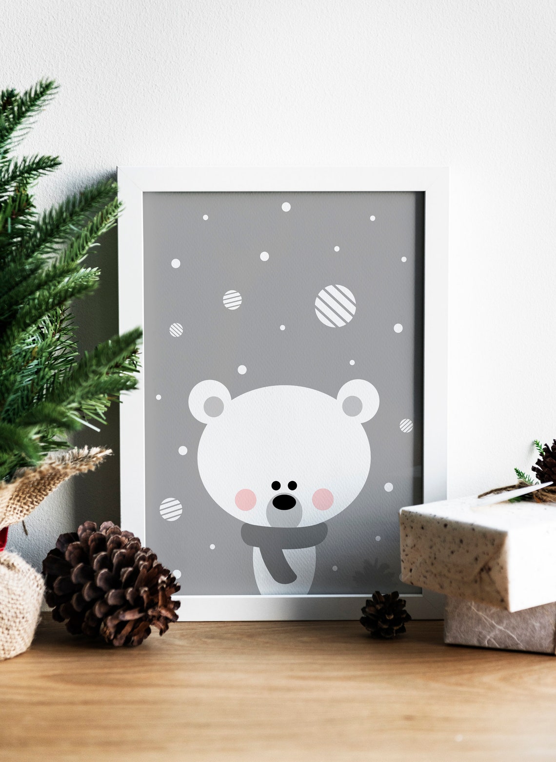 Polar Bear Christmas Print, Printable Christmas Decor, Instant Download ...