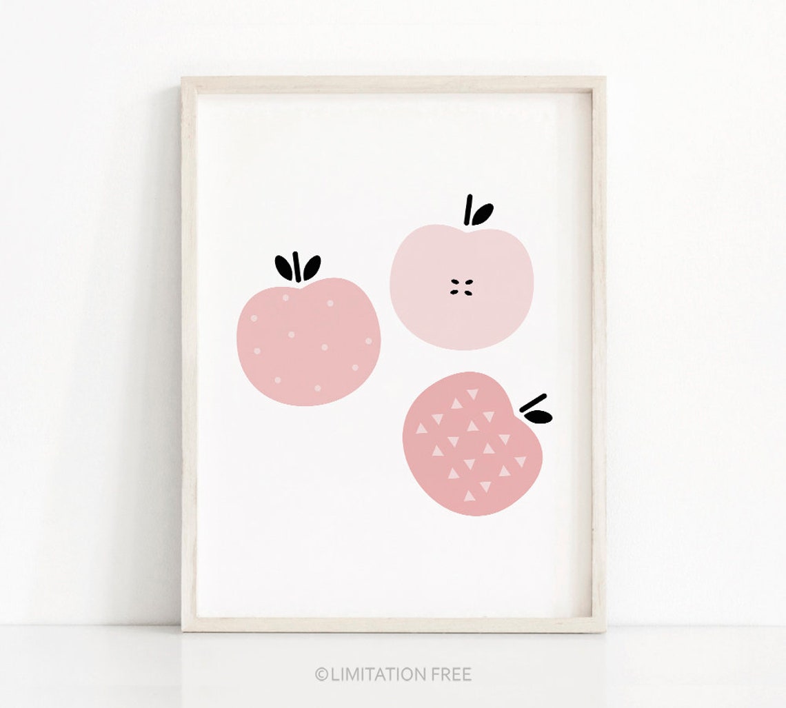 Apple Wall Art Print, Digital Download Art, Kitchen Wall Art, Apple ...