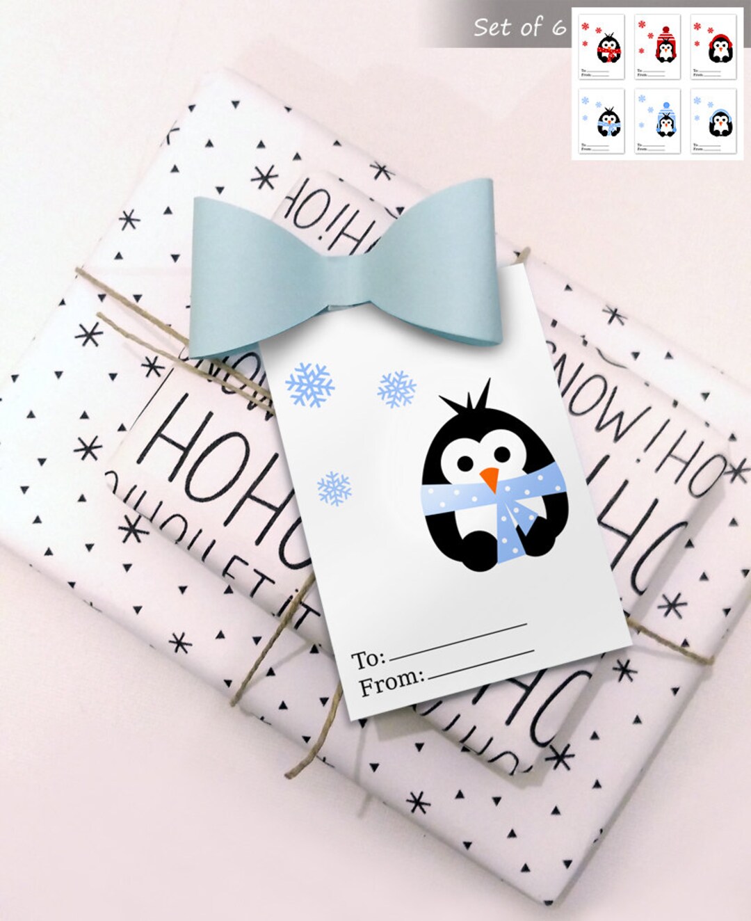 Penguins Printable Christmas Tags, Instant Download Christmas Gift Tags ...