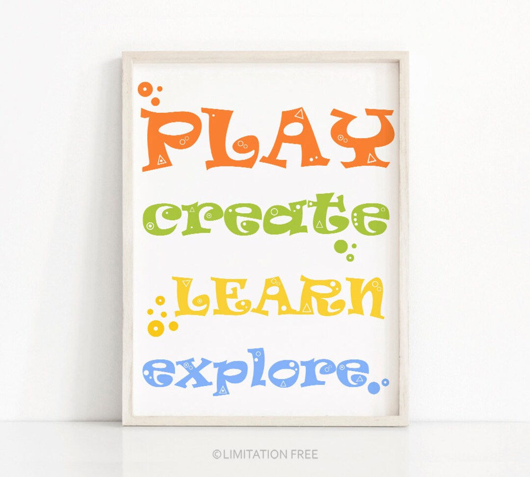 Playroom Wall Art, Nursery Quote Print, Printable Playroom Art, Play ...