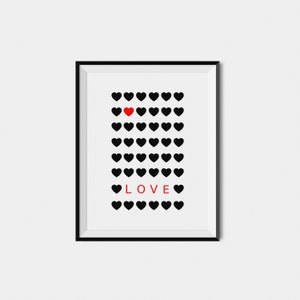 Black and Red Wall Art, Love Print, Printable Wall Art, Printable Home ...