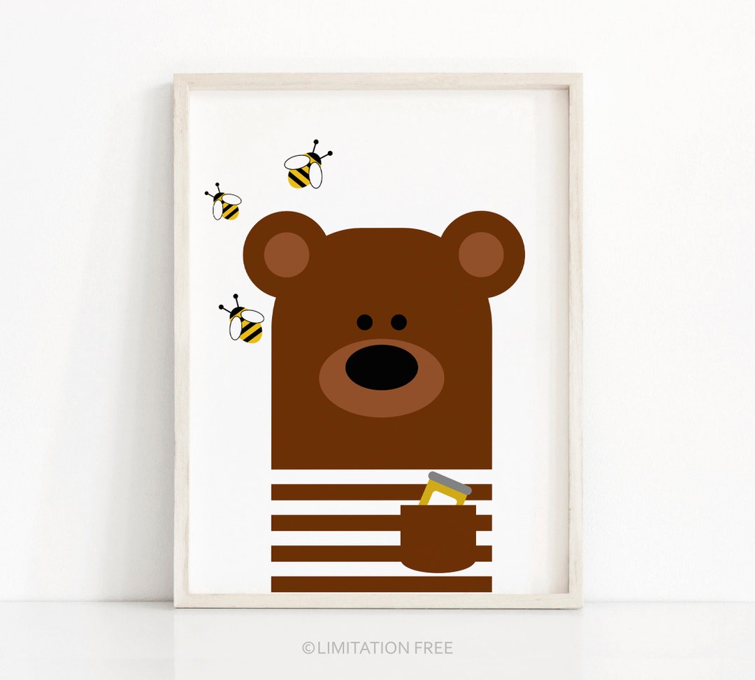 Bear Nursery Art, Animal Nursery Print, Kids Wall Art, Printable ...