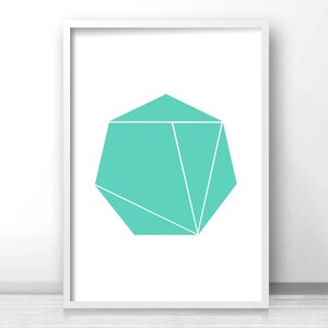 Mint Green Wall Art Print, Instant Digital Download Art, Geometric Art ...