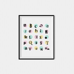 Alphabet Print, Pastel Nursery Alphabet Art, Kids Room Decor, Printable ...
