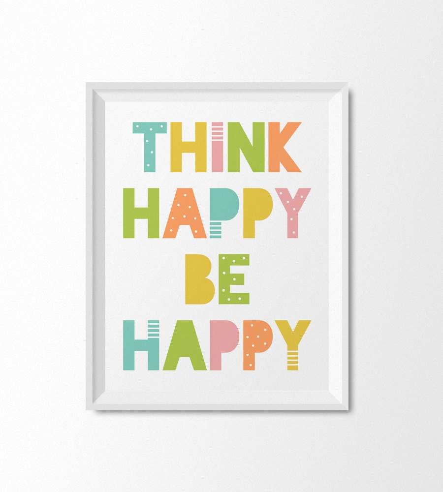 Nursery Wall Art Be Happy Kids Art Print Printable Nursery | Etsy