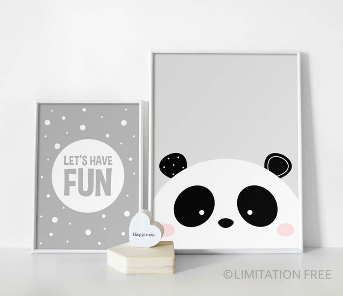 Panda Print Nursery Art Printable Instant Download Nursery - Etsy