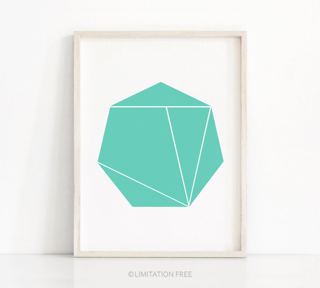 Mint Green Wall Art Print, Instant Digital Download Art, Geometric Art ...