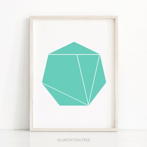 Mint Green Wall Art Print, Instant Digital Download Art, Geometric Art ...