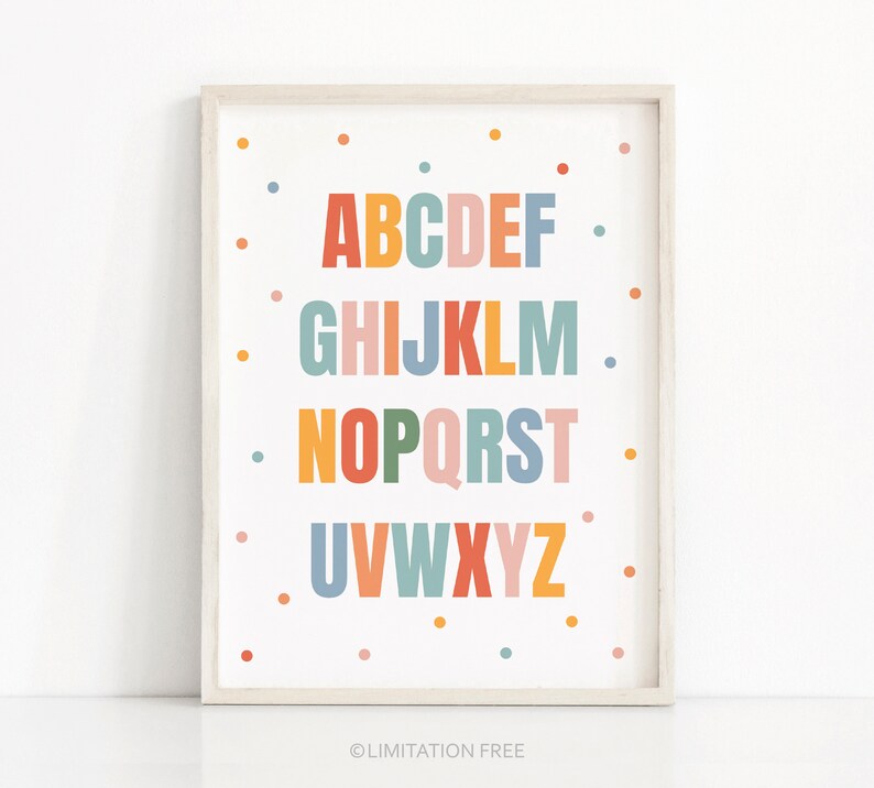 Alphabet Print Playroom Wall Art Kids Wall Art Printable | Etsy