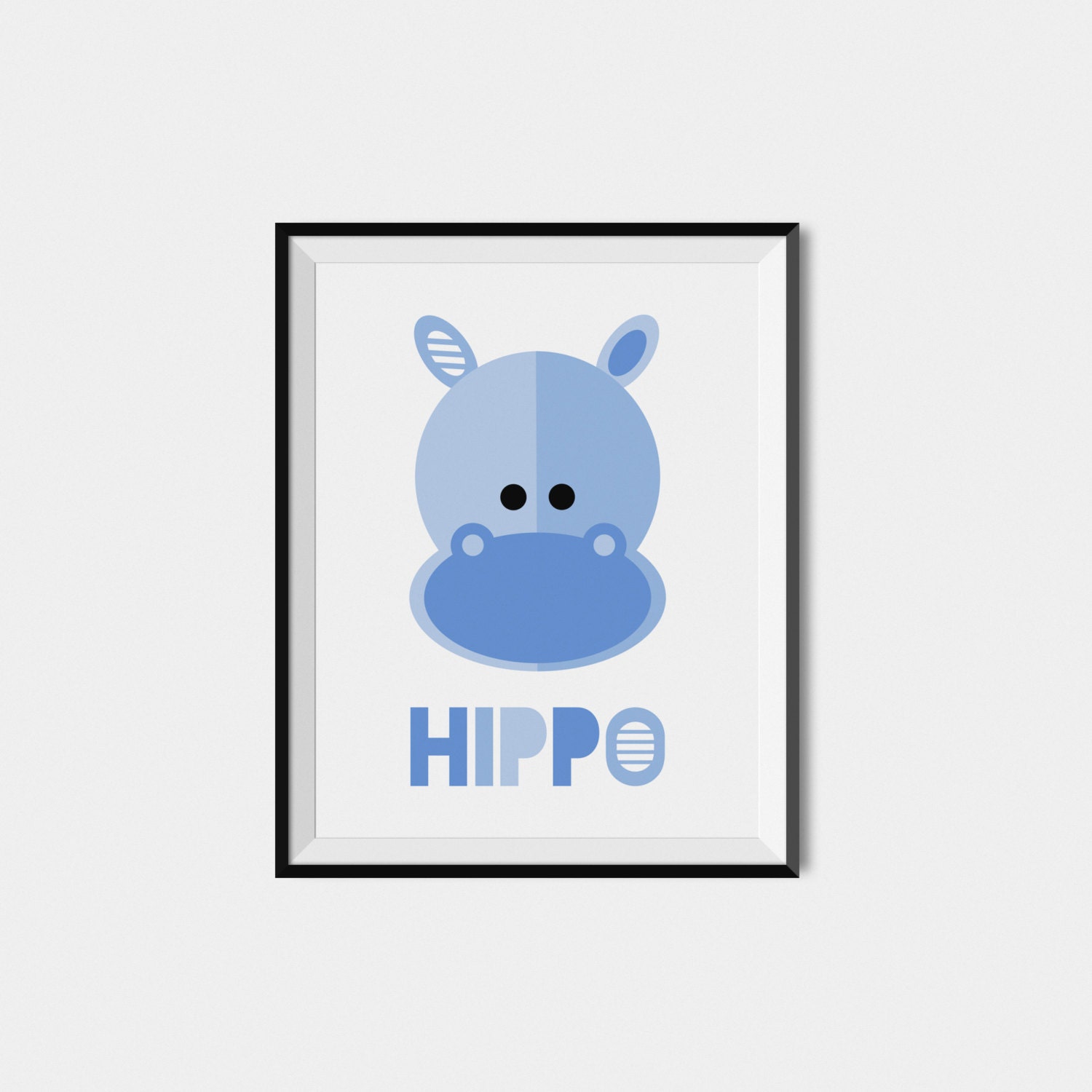 Hippo Nursery Print Printable Nursery Art Baby Animal | Etsy